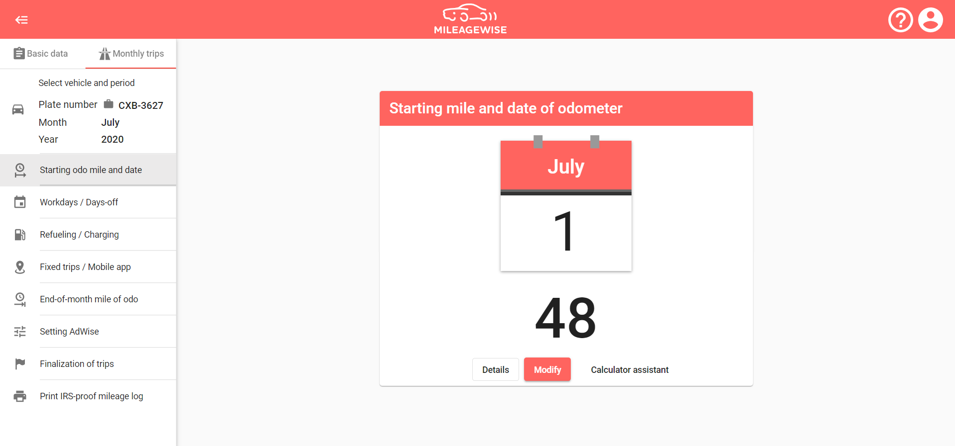 How to record your starting odometer reading - MileageWise - Help