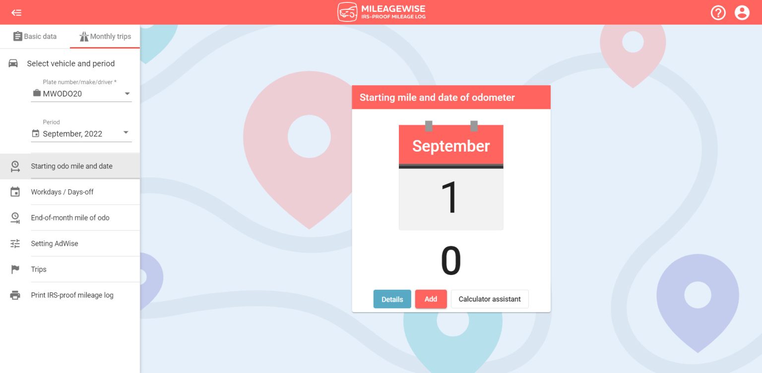 How to record your starting odometer reading - MileageWise - Help
